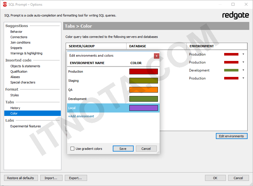 How to Use Custom Color in SSMS Using Redgate SQL Prompt | IT Nota