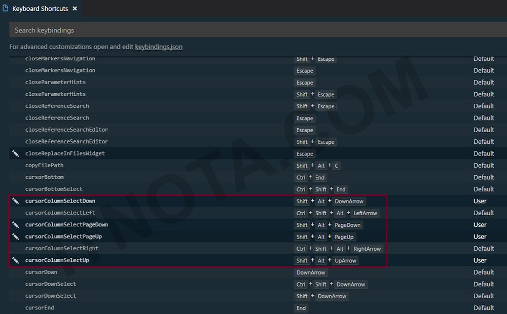 How to Reassign Shortcut Key for Column Selection in Visual Studio Code ...