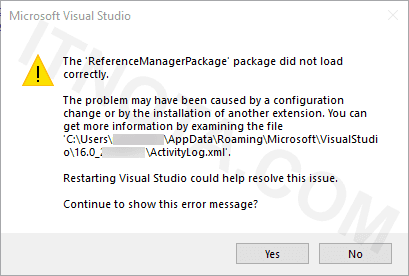 How to Resolve ReferenceManagerPackage Error in Visual Studio 2019 | IT ...